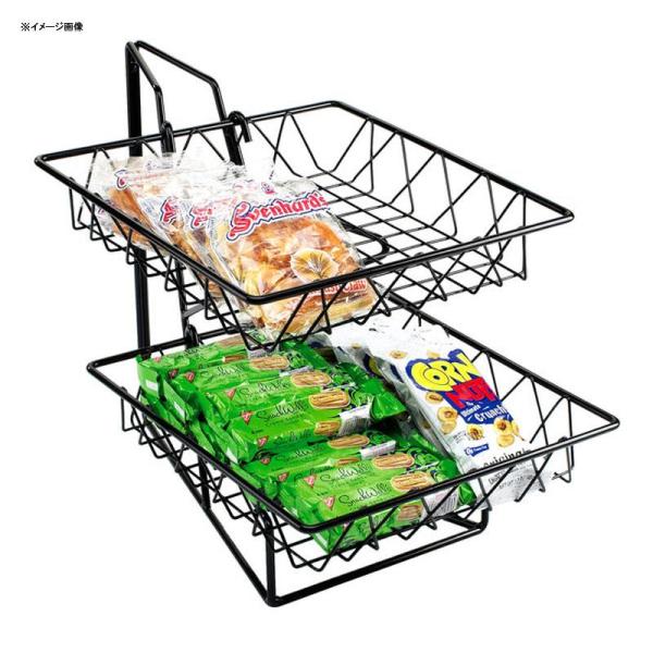ディスプレイスタンド 棚 角型 2段 ブラック ワイヤーバスケット ラック ライザー カフェ ショップ 雑貨 Cal-Mil 1293-2 Two Tier Merchandiser with Square Wire Baskets 211...