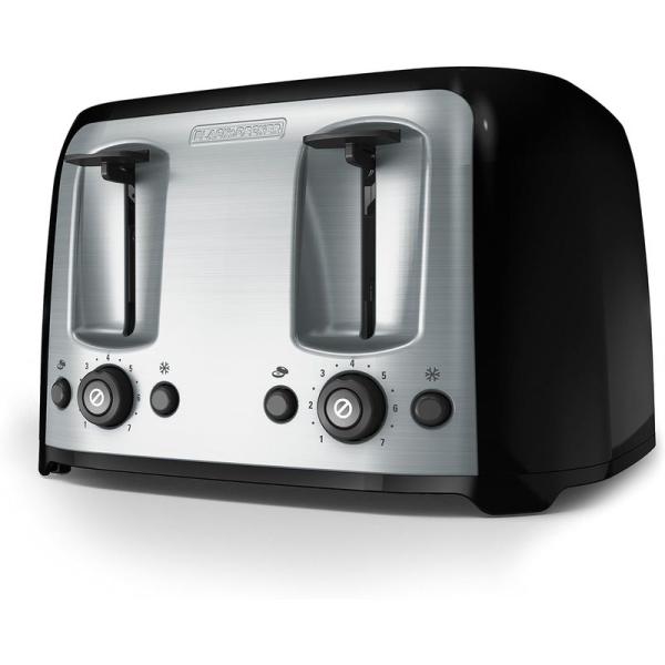 ポップアップトースター 4枚焼 ステンレス ブラック・アンド・デッカー BLACK+DECKER 4-Slice Toaster, Extra Wide Slots, 7 Shade Settings, Frozen and Bagel B...
