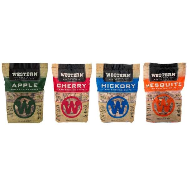 燻製用 ウッドチップ スモークチップ 4種セット アップル ヒッコリー メスキート 桜 Western BBQ Smoking Wood Chips Variety Pack Bundle (4)- Apple, Mesquite, Hic...