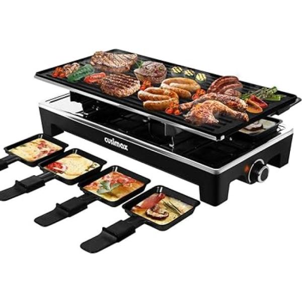 ラクレットグリル BBQグリル&amp;チーズラクレット リバーシブルノンスティックプレート 8パドル付き CUSIMAX Raclette Grill Electric Grill Table Portable 2 in 1 with A...