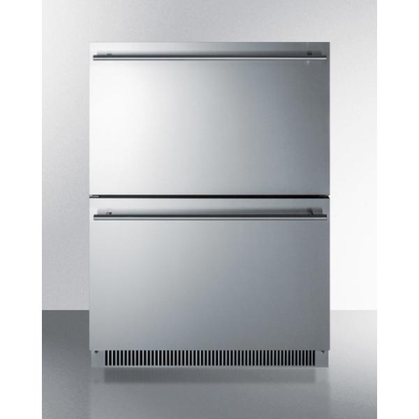 冷蔵庫 引き出し式 2段 ビルトイン ステンレス 屋内／屋外用 Summit 24 Inch Built In 2-Drawer Undercounter Refrigerator with 4.8 Cu. Ft. Capacity, In...