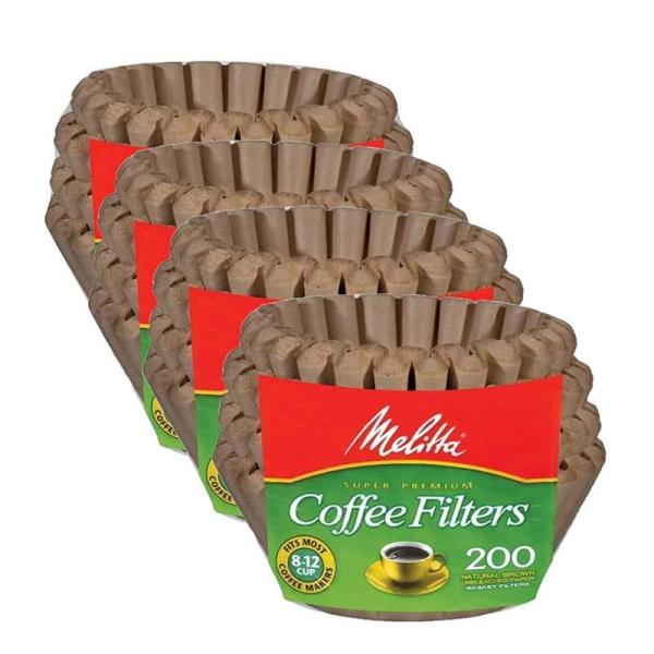 バスケット コーヒーフィルター 8〜12カップ 800枚 メリタ ナチュラルブラウン Melitta 62957 8 To 12 Cup Natural Brown Basket Coffee Filters 800 Count, 4 Pack