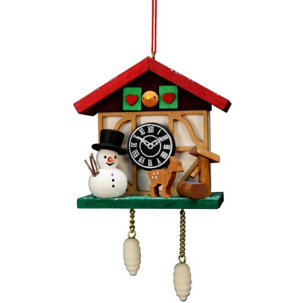 オーナメント ドイツ製 クリスマス スノーマン 雪だるま 鳩時計 10-0565 - Christian Ulbricht Ornament - Cuckoo Clock Snowman
