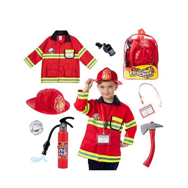 消防士 子供用 コスチューム ８点セット コスプレ おもちゃ ファイヤーマン Born Toys 8 PC Premium WASHABLE kids Fireman Costume Toy for kids,Boys,Girls,Todd...