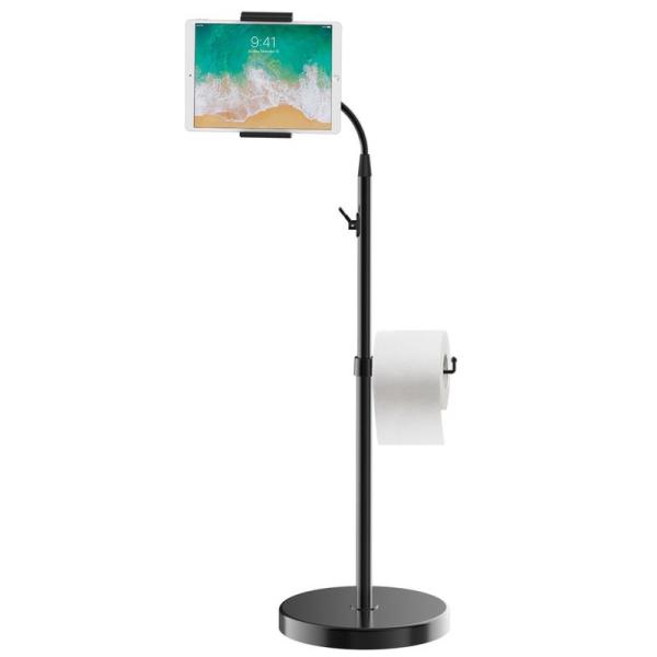 タブレットスタンド トイレットペーパーホルダー付 7〜10.8インチ iPadにも JETech Floor Stand Height-Adjustable Gooseneck with Toilet Paper Roll Holder f...