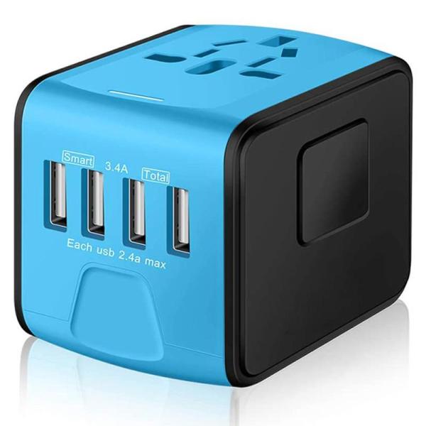 海外旅行用 変換プラグ パワーアダプター USBポート SAUNORCH Universal International Travel Power Adapter W/Smart High Speed 2.4A 4xUSB Wall Cha...