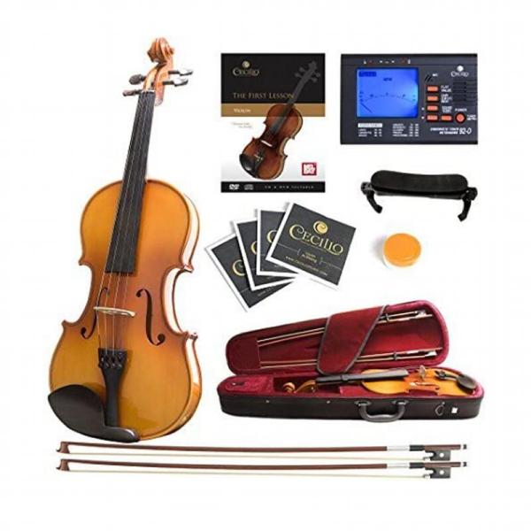 バイオリン 4/4 フルサイズ ハードケース付 Mendini by Cecilio Violin Instrument MV400 Size 4/4 Acoustic Violin with Bow, Case, Tuner, Metro...
