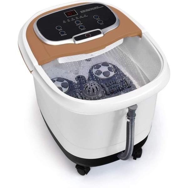 フットバス 足湯 スパ 電動ローラー タイマー 温度調節 キャスター付 加温 バブル 泡 Giantex Foot Spa, Foot Spa Bath Massager with Heat, Adjustable Water Shower...