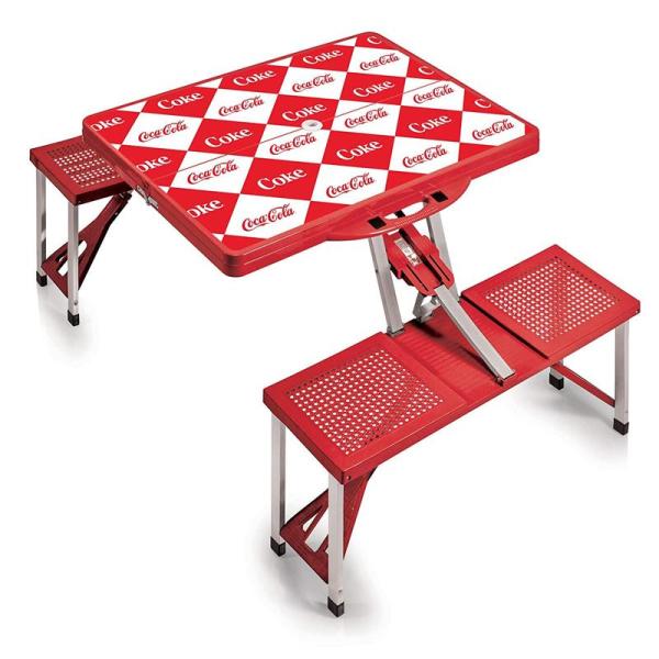 コカコーラ 折りたたみ式 ピクニックテーブル 4人用 ポータブル 持ち運び ベンチ アウトドア キャンプ フェス PICNIC TIME Coca-Cola Portable Picnic Table with Seating for 4,...