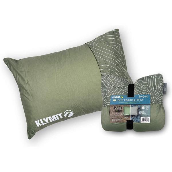 キャンプピロー レギュラーサイズ 耐水シェル コットン リバーシブルカバー付 低反発 Klymit Drift Camping Pillow, Reversible Cover for Travel and Sleep, Shredded ...