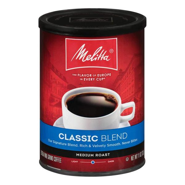 メリタ クラシックブレンドコーヒー ミディアムロースト エクストラファイン 粉 312g 6缶セット Melitta Classic Blend Coffee, Medium Roast, Extra Fine Grind, 11 Ounc...