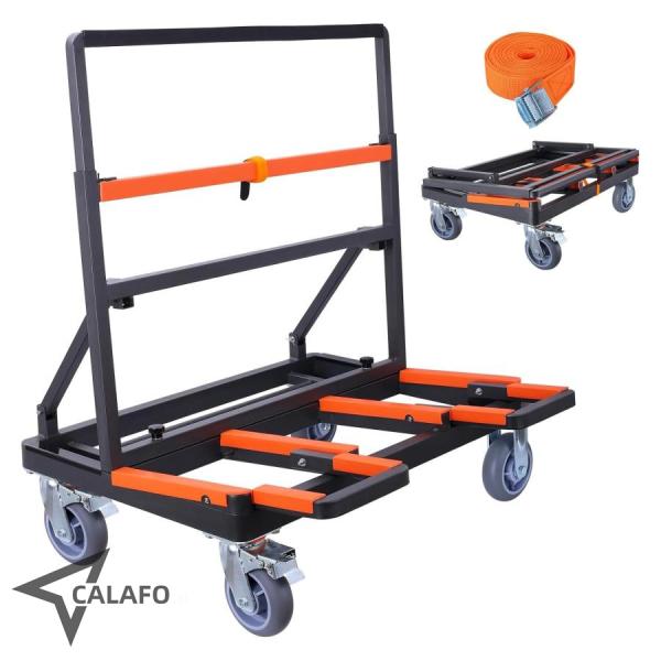 【台車の本体の】ポニー台車材料は鉄管，キャリーカートの重量は24kgぐらいですが、最大500kgの貨物を簡単に運ぶことができます。頑丈さを念頭に設計されて同じ製品で最高の品質を持っています【静音キャスター】：長尺物運搬車車輪がゴム製なので、...