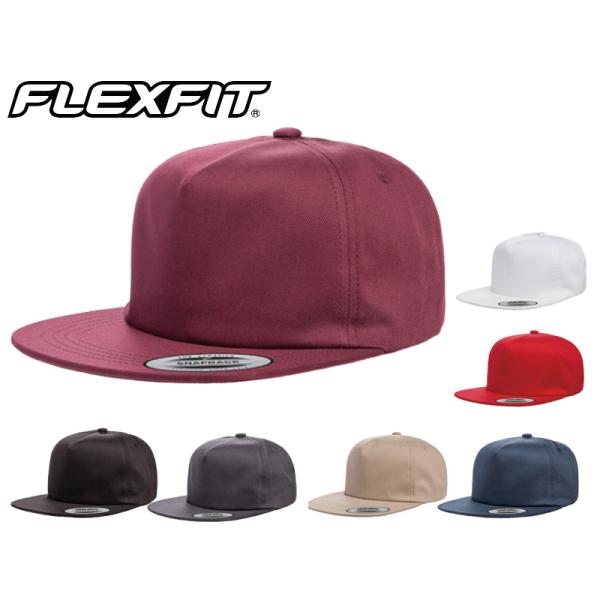 アメリカの帽子メーカーのYUPOONG（ユーポン）/FLEXFIT（フレックスフィット）のスナップバックのキャップです。芯なしの5パネルでバイザーはフラットのタイプです。かぶりの深さは深いタイプです。格安なので加工用の帽子としても人気があり...