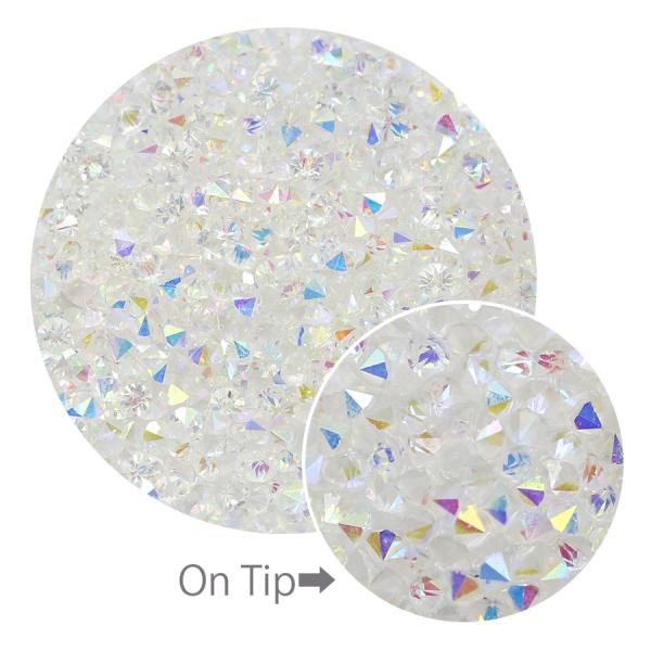 １粒約１ｍｍの円錐状ｍｐクリスタルは１本つけるだけでも一段と豪華なネイルに仕上げます。使用例：ベースまたはカラージェルの塗布後、粘度の高い、ｉｂｄビルダージェル、またはジェルグラフのイクステンションジェルなどを塗布し、硬化させない状態で、全...