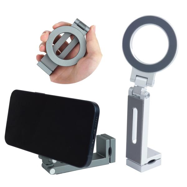 コンパクトで持ち運びに便利なMagsafe対応のスマホホルダースマホホルダーやスタンドとして使用が可能！クランプ式なのでデスクや新幹線等のテーブルなど様々な場面で使用することができます。強力固定で固定部分の溝が落下しにくくします。自由自在に...