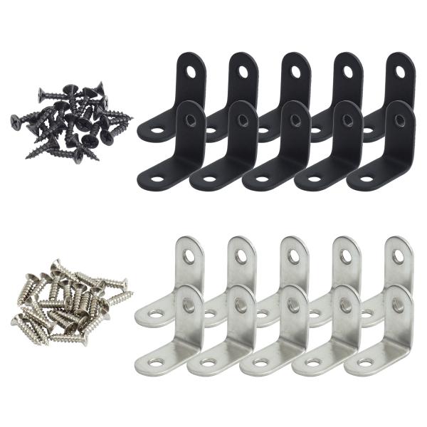 商品詳細サイズ：約30mm×約30mm×約16mm　　　　約5mm(ネジ穴)厚さ：約2mm重量：約10g（L字金具1個）材質：ステンレスセット内容：L字金具×同色10個、ネジ×同色20本製造国：中国※こちらの商品は機械による生産過程において...