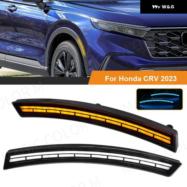 LEDサイドマーカー ホンダ CRV CR-V 2023 2024 車ホイールアーチアイブロウライト フロントフェンダー 運転ウィンカー ホワイト イエロー ブルー 12V カスタムパーツ アクセサリー 交換用部品Hign-concerne...