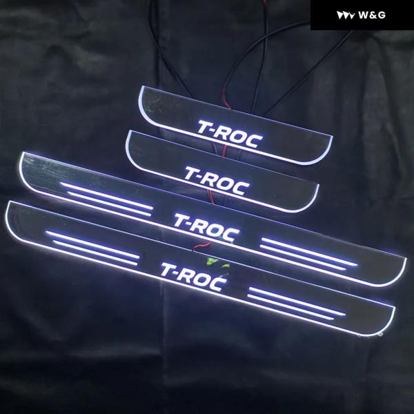 トリム ペダル LED カーライト ドアシル スカッフプレート パスウェイ ダイナミックストリーマー ウェルカムランプ フォルクスワーゲン VW T-ROC 2018 - 21 カスタムパーツ アクセサリー 交換用部品Hign-concer...