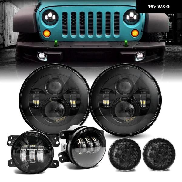 車用7インチLED ヘッドライト フォグランプ アセンブリ アンバー ウィンカーライト 付き ジープ ラングラー JK 2007-2017アクセサリー カスタムパーツ アクセサリー 交換用部品Hign-concerned Chemical:...