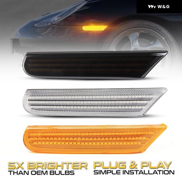 2個ダイナミック アンバー LEDサイド マーカーライト ポルシェ ボクスター986 996 911カレラタルガ1996-2004ウィンカーランプカーブリンカー カスタムパーツ アクセサリー 交換用部品For Vehicle Brands/...