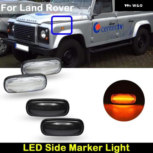 ランドローバー ディフェンダー フリーランダー ディスカバリー2 クリアレンズ スモークレンズ 車フロント アンバー ウィンカー ライト LED サイドマーカー ランプ カスタムパーツ アクセサリー 交換用部品For Vehicle Bra...