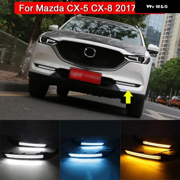マツダ CX-5 CX-8 2017-2020 フロント バンパー LED DRL デイタイム ランプ ブルーナイトライト ダイナミック アンバー ウィンカーライト カスタムパーツ アクセサリー 交換用部品For Vehicle Brand...