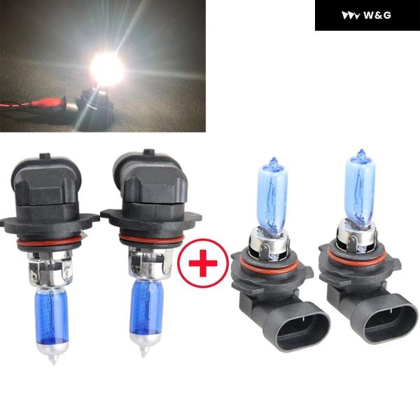 9005 HB3 1ペア + 9006 HB4 6500K ホワイト 55W 12V ハロゲン ヘッドライト ランプ ハイロービーム ヘッドランプ 電球 カスタムパーツ アクセサリー 交換用部品Wattage:55WVoltage:12 V...