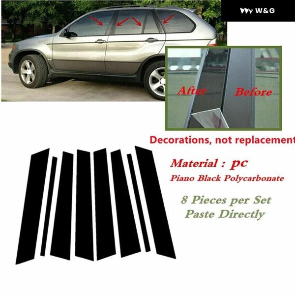 BMW X5 E53 2000-06 車ドアウィンドウデコレーション トリム ピラー ポストカバー キット スタイリング ステッカー 8枚 カスタムパーツ アクセサリー 交換用部品Hign-concerned Chemical:NoneMo...