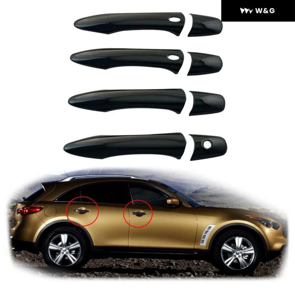 インフィニティ EX35 FX35 FX50 QX50 QX56 2008 - 2017 ABS ブラックカーボン カーアクセサリー ドアハンドル カバー トリム ペースト スタイル カスタムパーツ アクセサリー 交換用部品Hign-con...