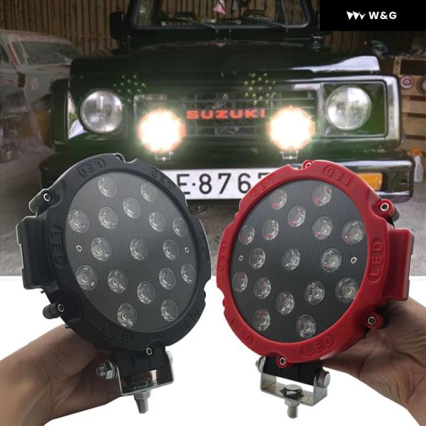 オフロード 4WD 車用ルーフラックスポットライト 51W 7インチ LED ヘッドライト ジープ ラングラー 4X4 トラック SUV ピックアップ フラッドドライビング フォグランプ 2個 カスタムパーツ アクセサリー 交換用部品Hig...