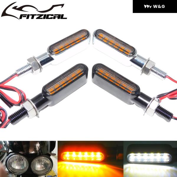 オートバイ バイク ミニ ウィンカーライト 8MM 流れる アンバー ホワイト点滅ランプ 6LED ランニングライト HERLAY SPORTSTER IRON CAFE RACERBattery Included:NoHign-conce...