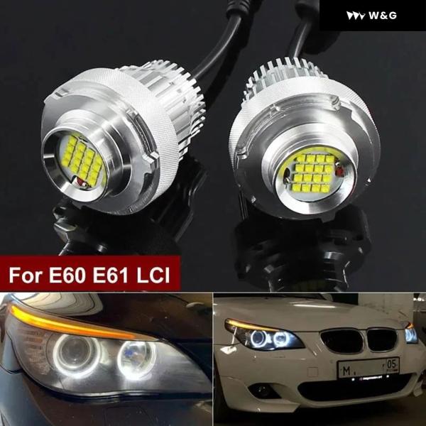 2個CANバス エンジェルアイズ LED マーカーライト 160W BMW 5シリーズ E60 E61 LCI LED ハローリング 車用 ヘッドライト バルブ キセノン ホワイト カスタム パーツ アクセサリーHign-concerned...