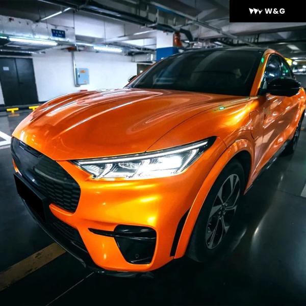 0.5M/0.9M/1M ダイヤモンドゴールドオレンジ光沢ビニールラップ 粘着フィルム デカール エアリリース 気泡フリー DIY カーラッピングロール カスタム パーツ アクセサリーHign-concerned Chemical:None...