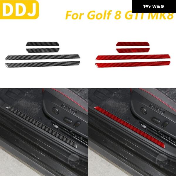 フォルクスワーゲン ゴルフ 8 GTI MK8 2021-2023 カーボン ウェルカムペダル ドアシル パネル 装飾 ストリップ カーアクセサリー ステッカー カスタム パーツ アクセサリーHign-concerned Chemical:...