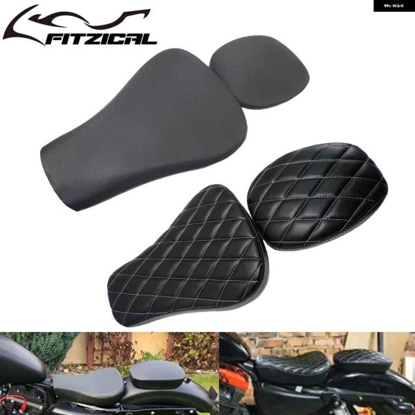 オートバイ バイク ブラック フロント リアシート クッション カバー 助手席 運転席 ピロー ソロシート ハーレー スポーツスター アイアン 72 48 モデル カスタム パーツ アクセサリーHign-concerned Chemical...