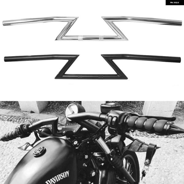 オートバイ バイク 22MM 7/8インチ 25MM 1インチ ハンドルバー クローム ブラック レトロ ドラッグハンドル Zバー ハーレー スポーツスター 1200 883 ツーリング チョッパー カスタム パーツ アクセサリーHign-...