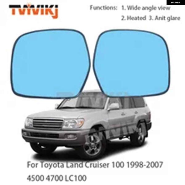 サイドバックミラー 1ペア ブルーガラスレンズ トヨタ ランドクルーザー 100 1998-2007 4500 4700 LC100 広角ビュー アンチグレア カスタム パーツ アクセサリーSpecial Features:Wide ang...