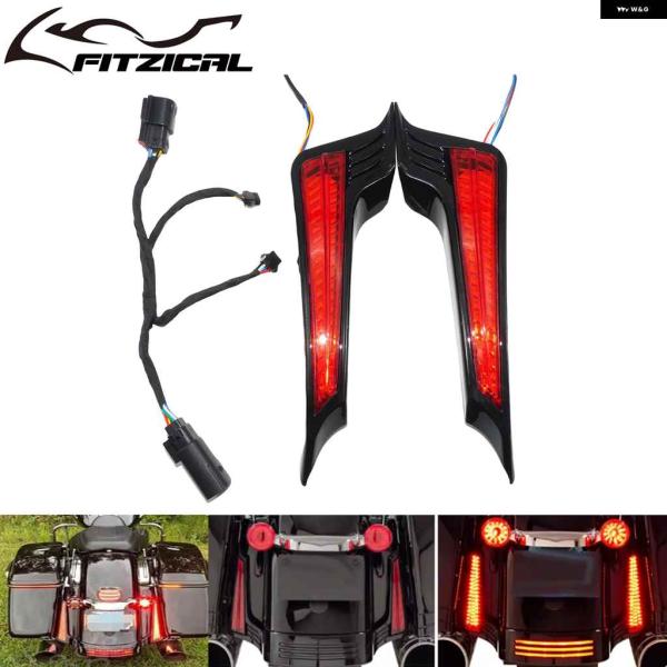 オートバイ バイク フィラー パネル ライト LED ウィンカー ブレーキ リアフェンダーライト ハーレー ツーリング ロードグライド ロードキング FLHRXS 2014-2023 カスタム パーツ アクセサリーBattery Inclu...