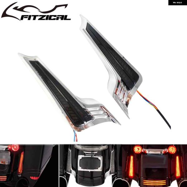 2X オートバイ バイク LED フィラー パネル ライト ブレーキ ウィンカー フェンダーランプ ハーレー ツーリング エレクトラストリート ロードグライド FLTRXS 2014-2023 カスタム パーツ アクセサリーBattery ...