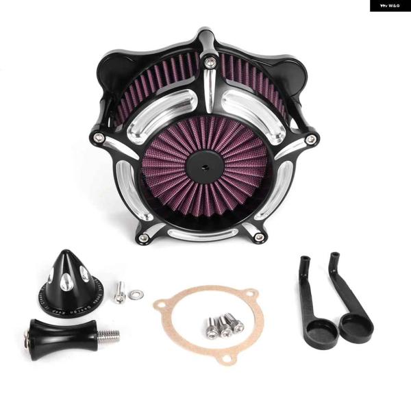 ブラッククロームタービンエアクリーナー インテーク フィルター キット エア フィルター ハーレー ツーリング ロードキング エレクトラ ストリートグライド カスタム パーツ アクセサリーHign-concerned Chemical:No...