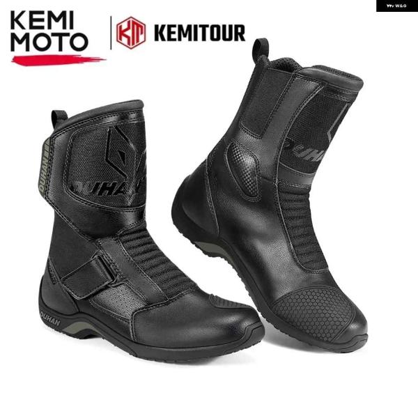 ブーツ メンズ レザー 防水 ライディング ブラック シューズ 夏用 通気性 安全 モトクロス 厚底 カスタム パーツ アクセサリーWith or install Professional accessories :Others (fill...