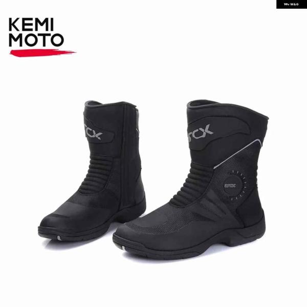 モトクロス レーシングシューズ メンズ ブーツ オフロード ミドル ブーツ プロテクティブギア ツーリング 防水 レザー ブラック カスタム パーツ アクセサリーWith or install Professional accessorie...