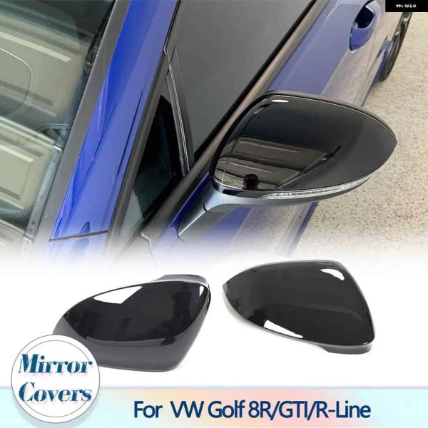 サイドミラー カバー フォルクスワーゲン VW ゴルフ 8R/GTI/R-LINE 2021 スタイル リアビューミラー キャップ ABS グロスブラック カスタム パーツ アクセサリーHign-concerned Chemical:Non...