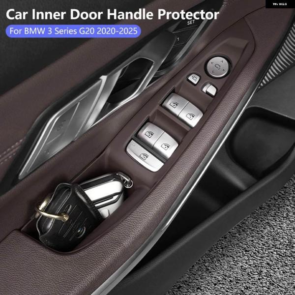 BMW 3シリーズ G20 2020-2025 LHD 車ドアインナーハンドル パネル トリム カバー 収納 ボックス オートドア アームレスト ステッカー カスタム パーツ アクセサリーHign-concerned Chemical:No...