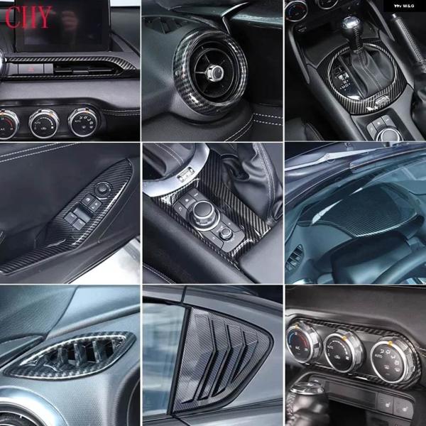 ABSカーボン マツダ MX-5 MX5 ND 2016-2025 ABS カーセンター コントロール ギア ボックス カバー ガラスリフト フレーム ステッカー 車内キット カスタム パーツ アクセサリーHign-concerned Ch...