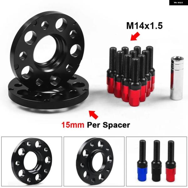 15MM 66.6MM 5X112MM ハブセントリックボアホイール スペーサー M14X1.5 テーパーボルト アウディ Q5 SQ5 ボールボルト TT102127 カスタム パーツ アクセサリーHign-concerned Chemi...