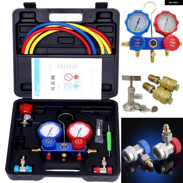 車工具セット 冷凍 空調 マニホールド ゲージ メンテナンス ツール フレオン ゲージ R22 R-410A R-134A R-404A カスタム パーツ アクセサリーType:CombinationApplication:Car Repa...