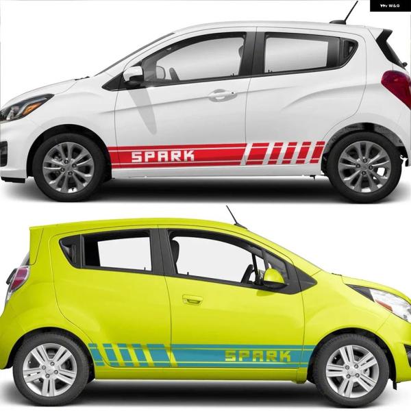 2PCS 車 ステッカー シボレー スパーク M150 M200 M250 M300 M400 EV ビクトリア BC GT 自動車アクセサリー スポーツストライプ ビニールフィルム デカール カスタム パーツ アクセサリーCategory...