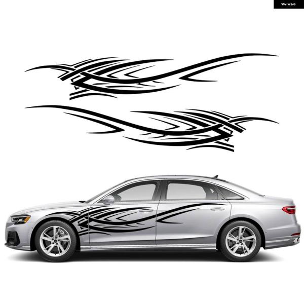 2PCS 炎グラフィック 車体サイド ステッカー 炎 レーシング スポーツ ストライプ デカール 自動車 汎用 ビニール 装飾 アクセサリー カスタム パーツ アクセサリーHigh-concerned chemical:NoneCatego...