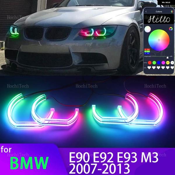 クーペ カブリオレ APP ダイナミック RGB エンジェル アイズ リング ライト DRL ターン シグナル ライト付き BMW 3シリーズ E90 E92 E93 M3 2007-2013 カスタム パーツ アクセサリーHigh-con...